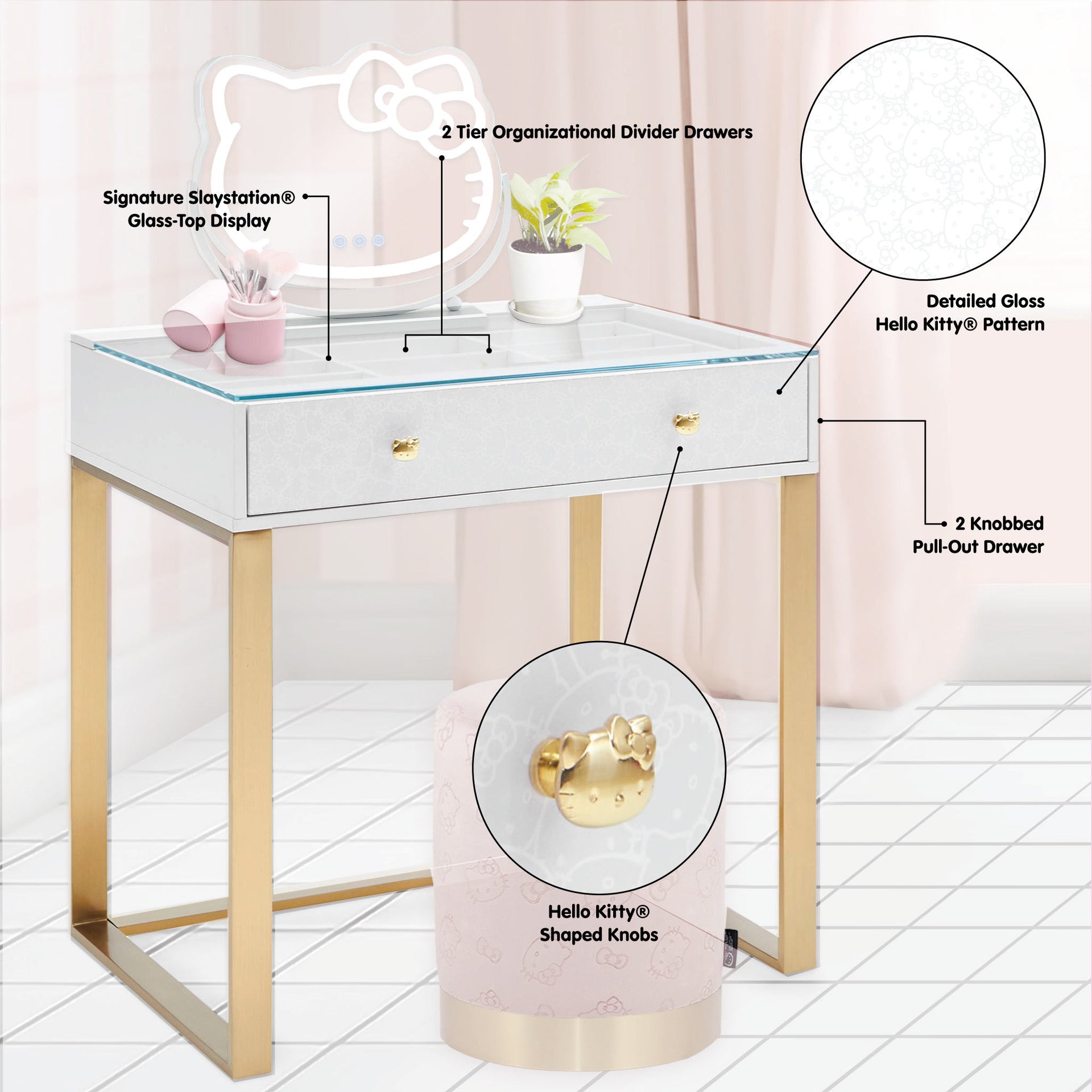 Hello Kitty® SlayStation Mini Vanity Table – Impressions Vanity Co.