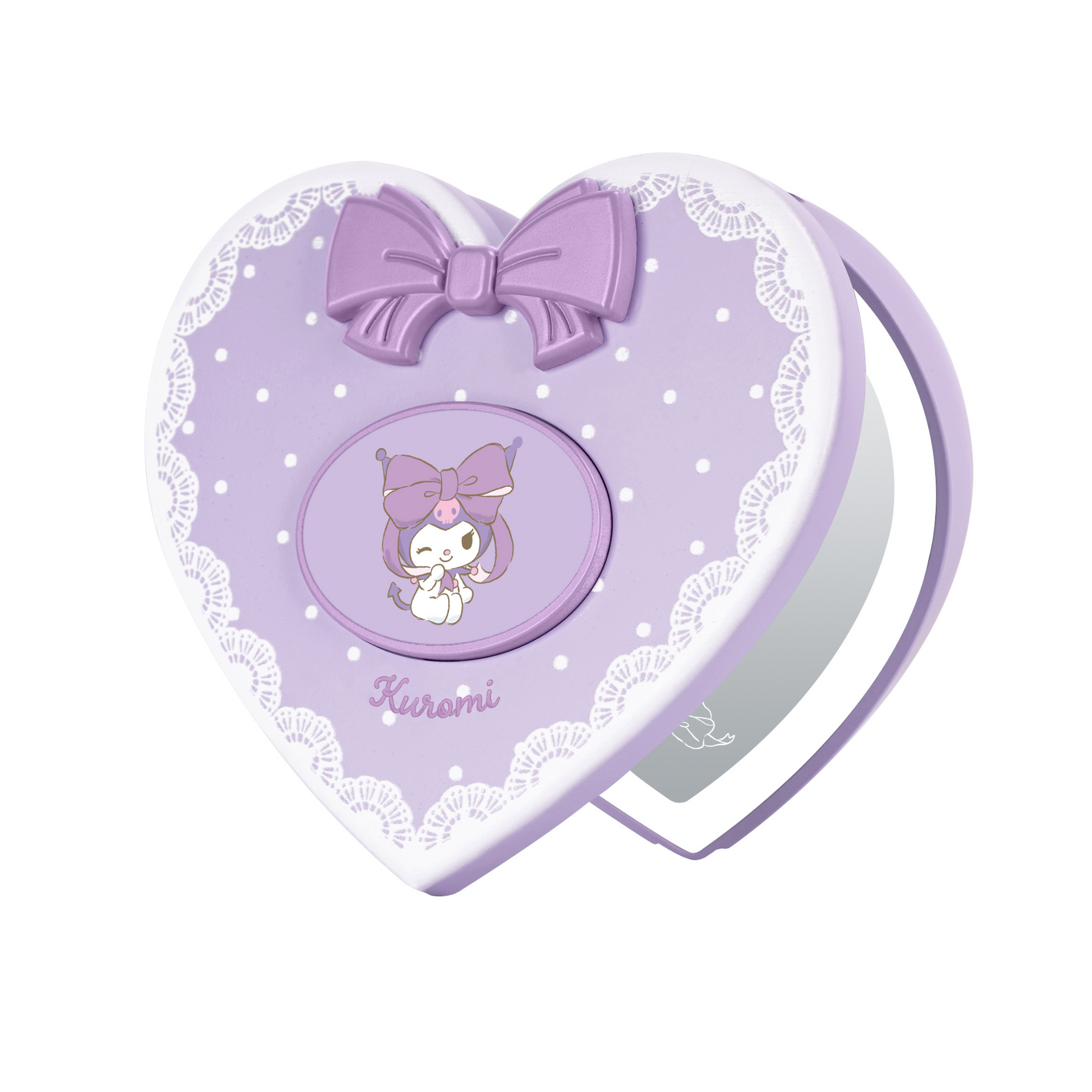 Kuromi™ “Lovely Ribbon” LED Heart Compact Mirror – Impressions Vanity Co.